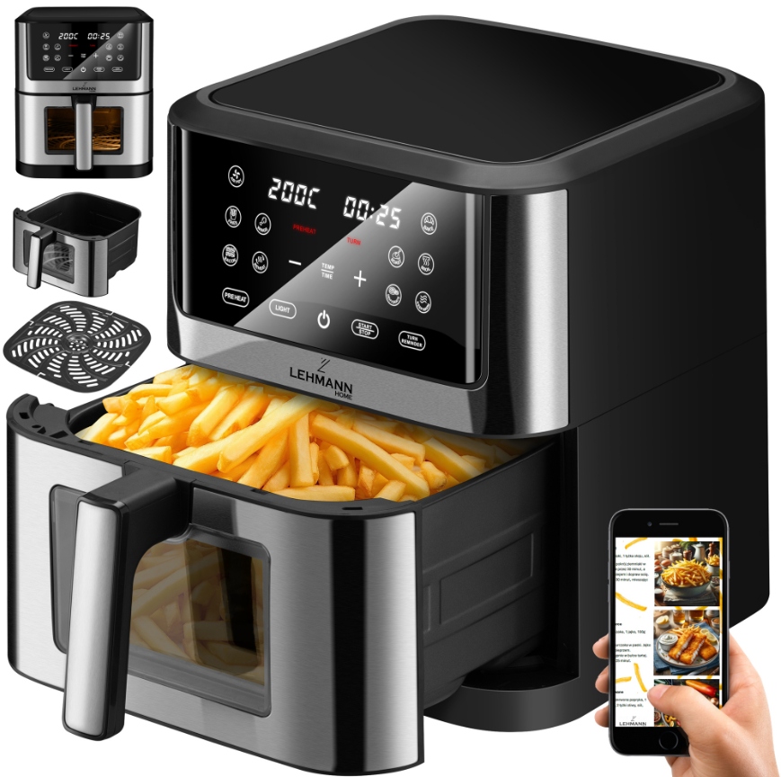 FRYTKOWNICA BEZTŁUSZCZOWA FRYTOWNICA BAKADO 8L, 1800W, 12 PROGRAMÓW ...