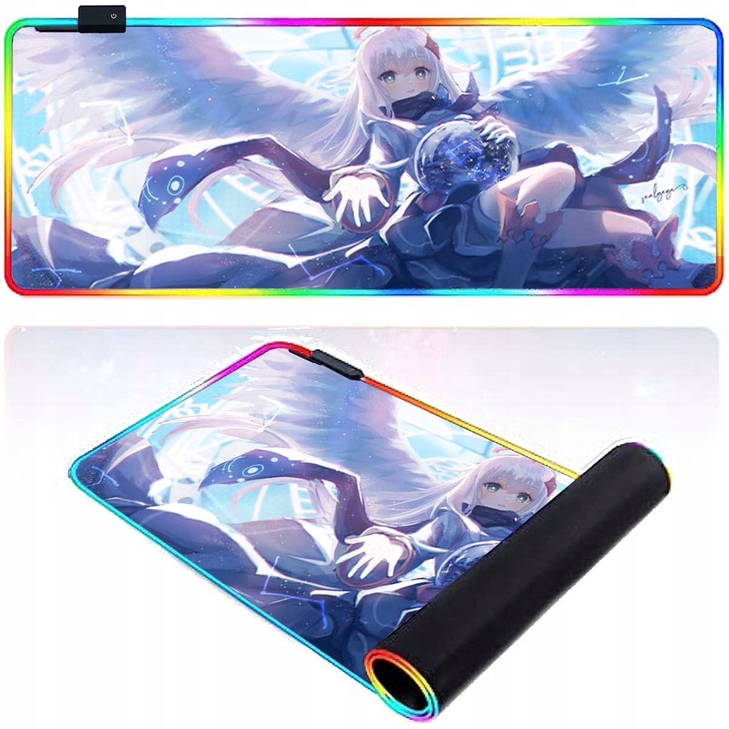 Genshin Impact Paimon Angel Wings LED Gaming Oversize Desk Mat Mouse ...