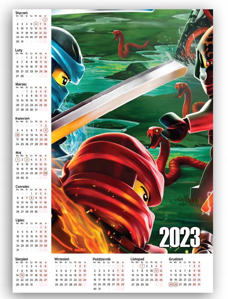 KALENDARZ PLAKATOWY A2 PDM LEGO NINJAGO 01 2023 - 12754091329 - oficjalne archiwum Allegro