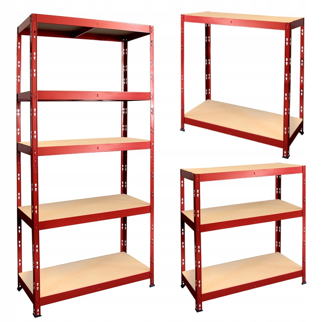 REGAŁ METALOWY MAGAZYNOWY METALKAS 180x90x45 NIT 175 kg CZERWONY ...