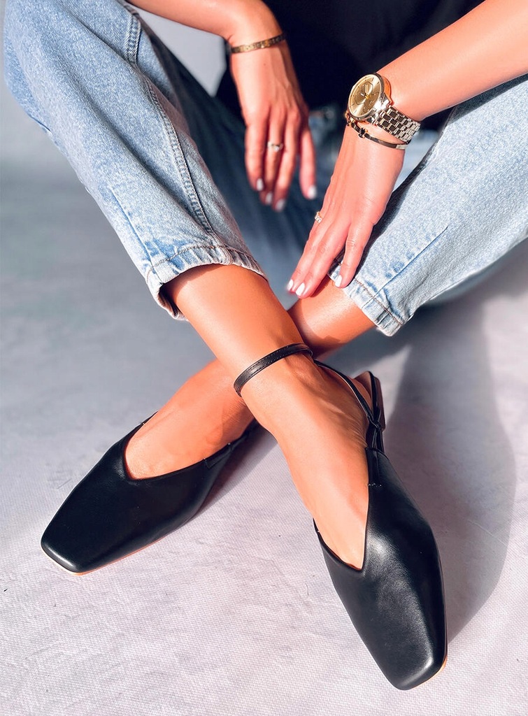 Baleriny z odkrytą piętą GIANNA BLACK 40 - 13486671689 - oficjalne ...