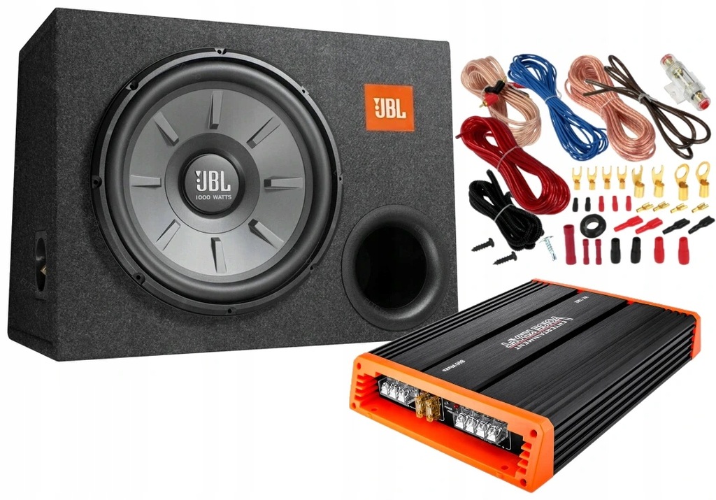 MOCNA SKRZYNIA BASOWA JBL 1000W WZMACNIACZ KABLE - 11077825741 ...