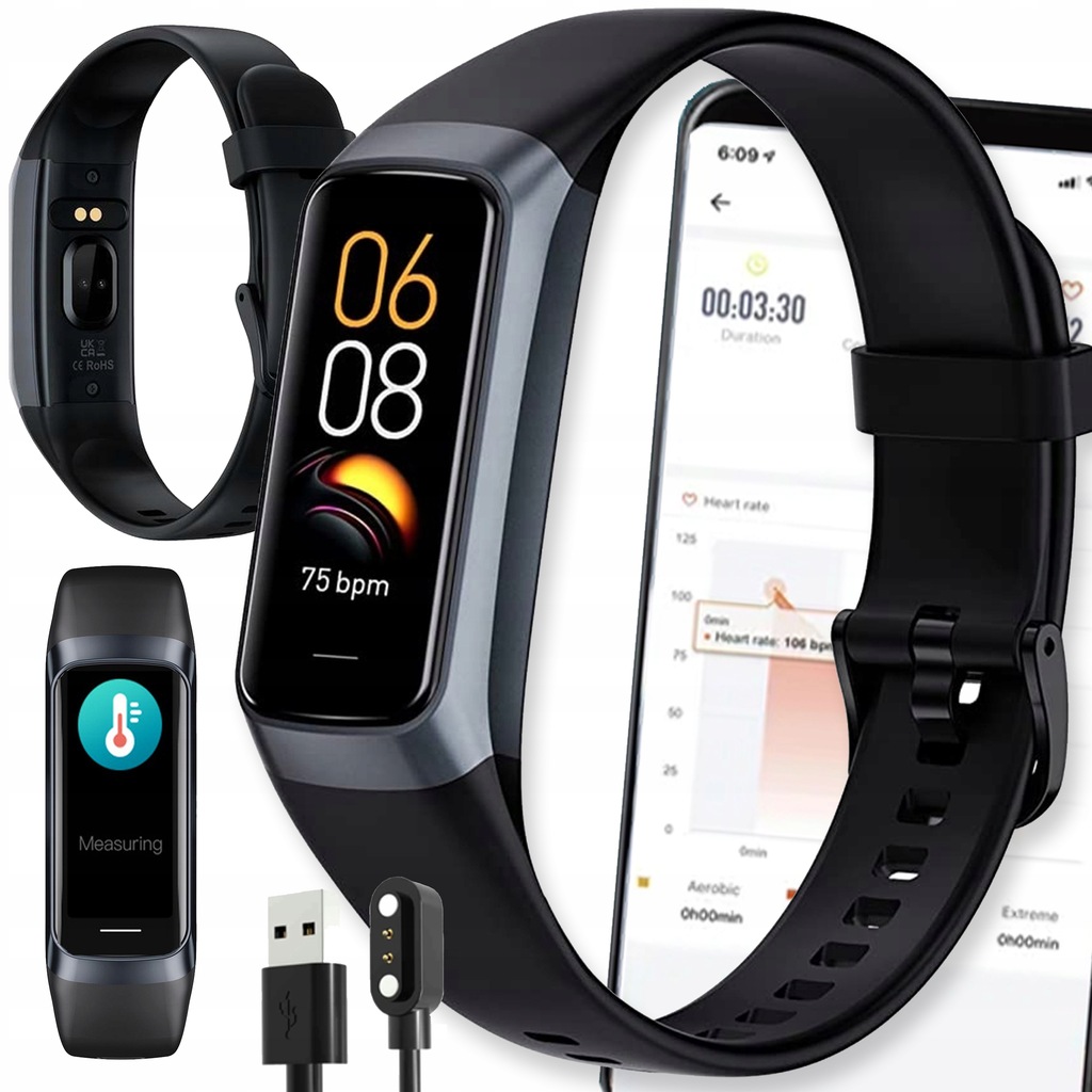 SMARTBAND ZEGAREK SPORTOWY SMARTWATCH PULS DAMSKI SPORT AMOLED FIT PRO SMS - 15322529471 ...