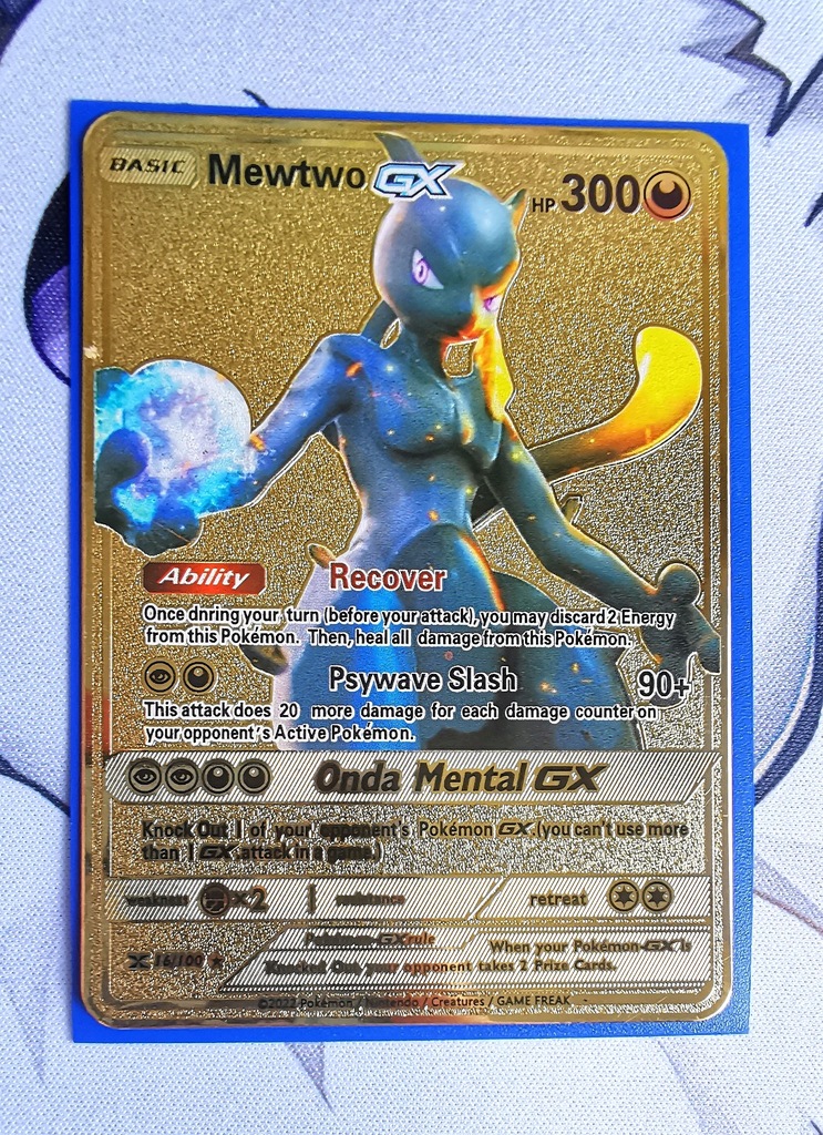 Pokemon Mewtwo GX Gold Złota Metalowa Karta - 13377184012 - oficjalne ...