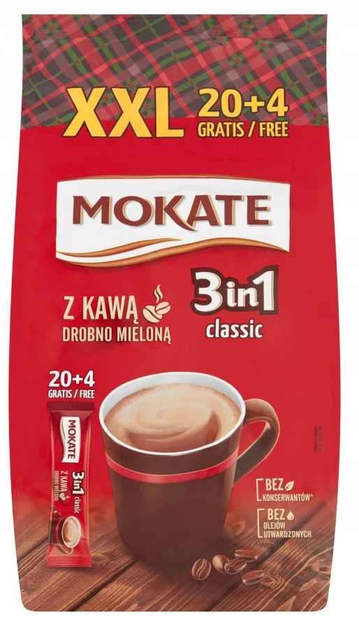 KAWA MOKATE 3W1 CLASSIC 17G X 24 szt XXL - 12055005325 - oficjalne archiwum Allegro