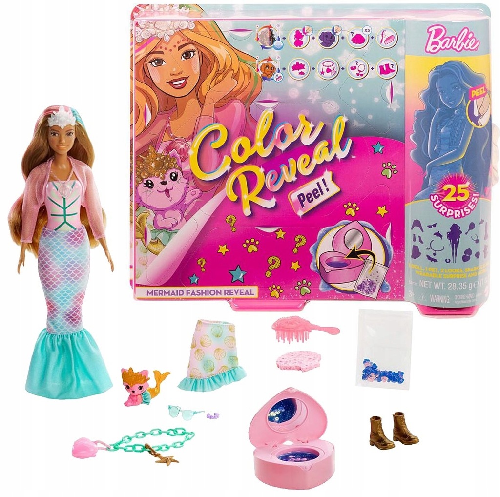 BARBIE Color Reveal LALKA SYRENKA akcesoria zestaw - 11157947142 ...