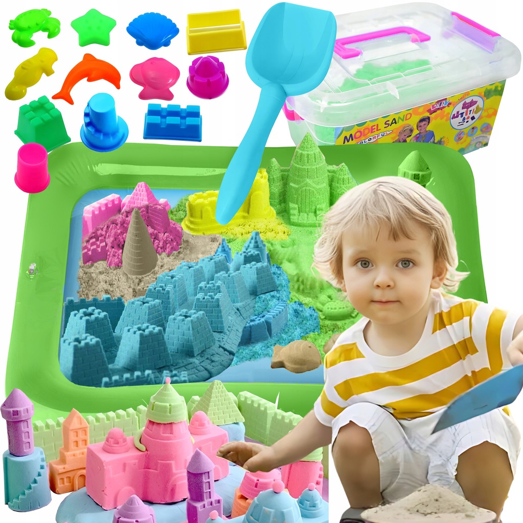 Piasek kinetyczny 2kg zestaw magiczny kolorowy piaskolina dla dzieci ...