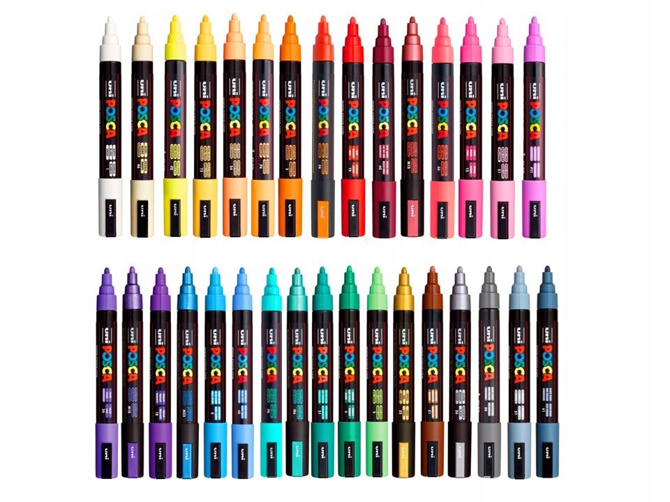 Marker Posca PC-5M z farbą plakatową zestaw 32 szt - 10888058332 ...