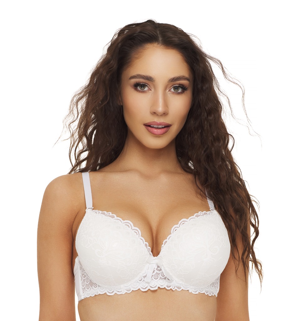 Biustonosz stanik usztywniany z PUSH UP koronkowy - 15112062823 - oficjalne archiwum Allegro