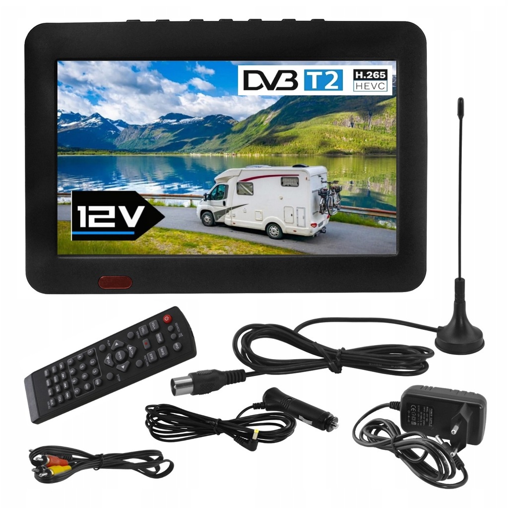 Telewizor 8'' USB radio DVB-T2 HEVC H265 12V 230V - 12618575529 ...