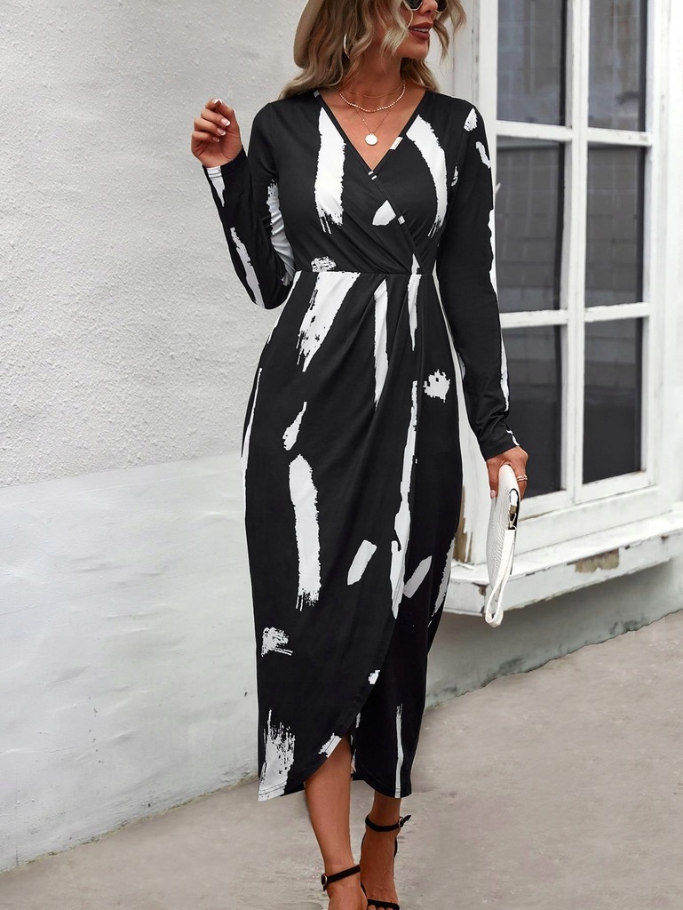 A13I001 SUKIENKA KOPERTOWA CZARNA WZORY SHEIN 38 - 13171873312 - oficjalne archiwum Allegro