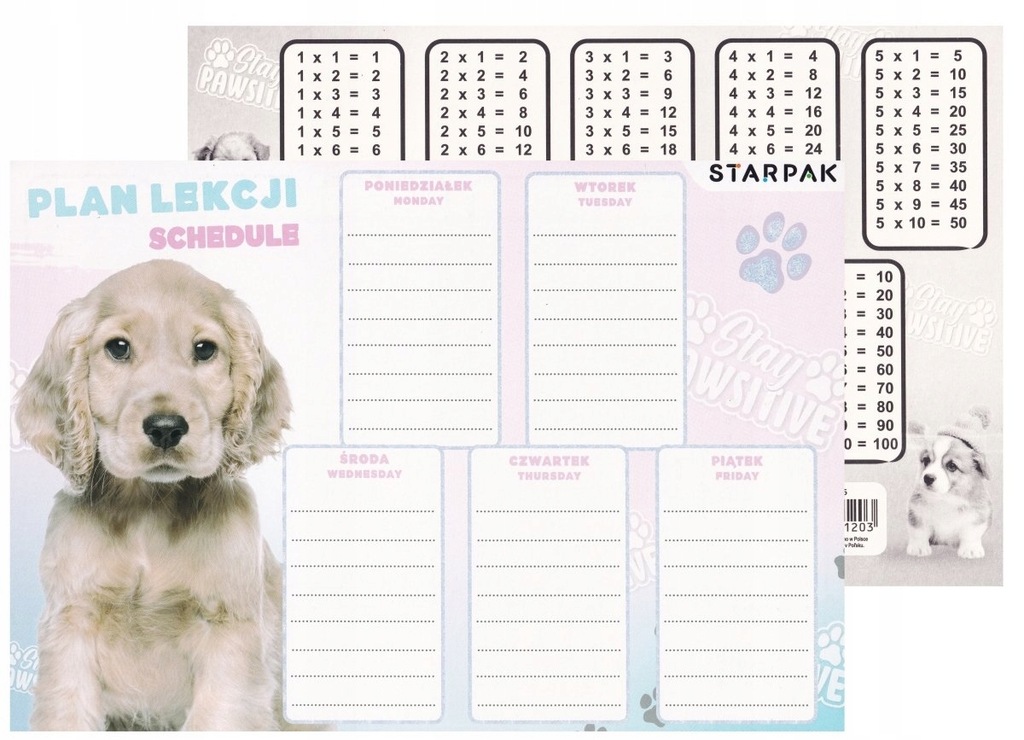 PLAN LEKCJI Z TABLICZKĄ MNOŻENIA A5 CUTIES PIESKI STARPAK 536136 STARPAK - 15804311982 ...