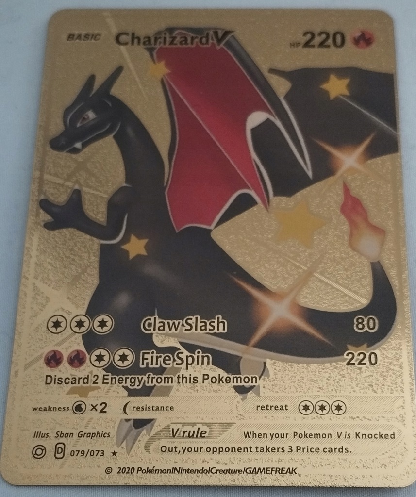 ZŁOTA KARTA POKEMON CHARIZARD HP220 - 13632630637 - oficjalne archiwum Allegro