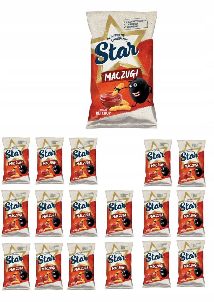 MACZUGI CHRUPKI KETCHUPOWE STAR CHIPS 80g 18szt - 11746649246 ...