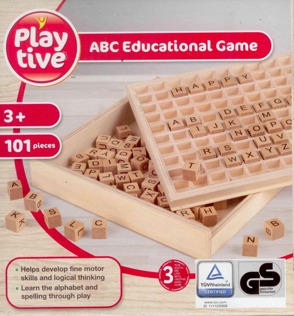 Drewniana gra edukacyjna ABC Alfabet Nauka Liter - 12413883940 - oficjalne archiwum Allegro