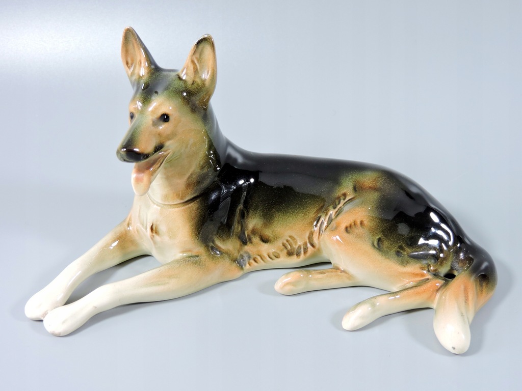 Figurka pies owczarek wilczur Sitzendorf 1920 - 12631880412 - oficjalne ...