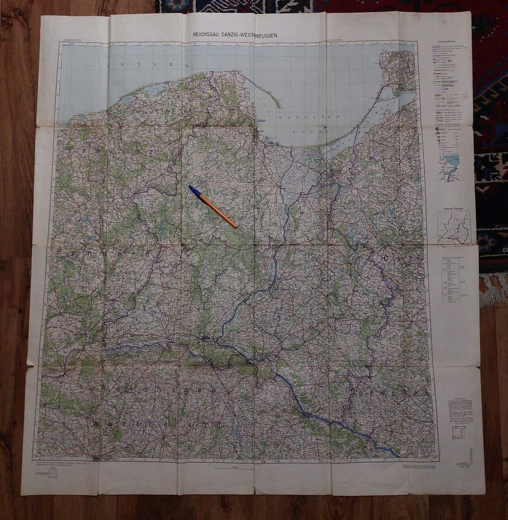 STARA MAPA REICHSGAU DANZIG WESTPREUSSEN GDANSK 1942 - 17195636650 ...