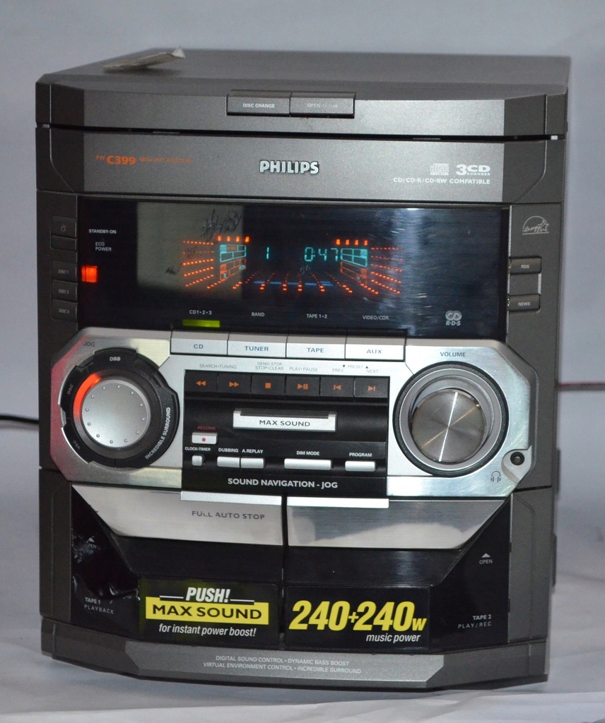 Wieża PHILIPS FW-C399 HIFI SYSTEM 3CD POTĘGA BAS - 12306304194 ...