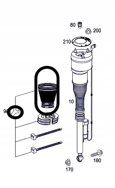 Osłona pyłowa amortyzatora pneumat Mercedes S W222 - 7619545095 ...
