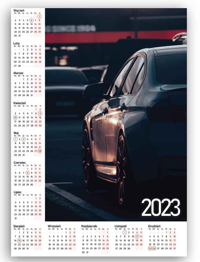 KALENDARZ PLAKATOWY A2 PDM SAMOCHODY 10 2023 - 12753660948 - oficjalne archiwum Allegro
