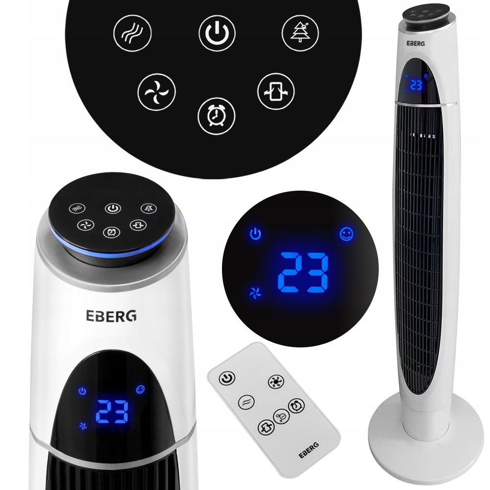Wentylator kolumnowy EBERG ACUM podłogowy stojący mocny LED JONIZACJA ...