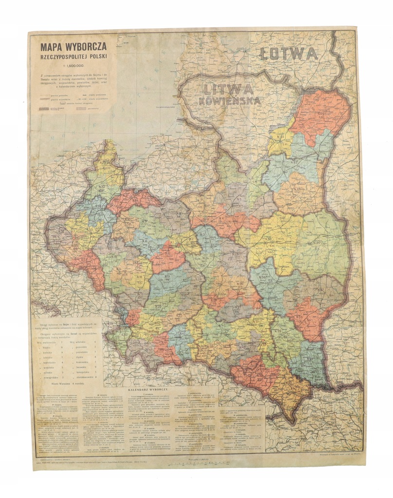 MAPA WYBORCZA II RZECZYPOSPOLITEJ POLSKI Kolekcja Historia Polski ...