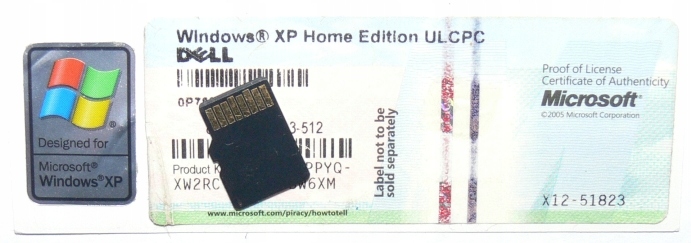 DELL - Klucz COA _ STICKER + NAKLEJKA _ WINDOWS XP - 11847286275 ...