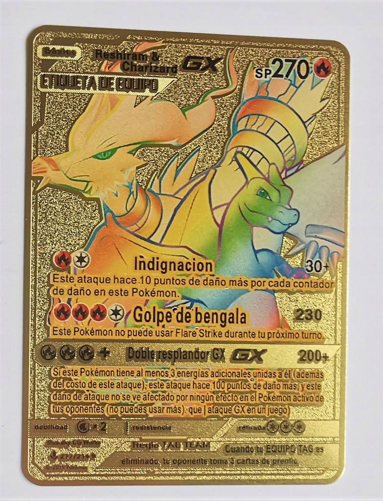 Pokemon Reshiram & Charizard GX Metalowa Karta - 13297973342 - oficjalne archiwum Allegro
