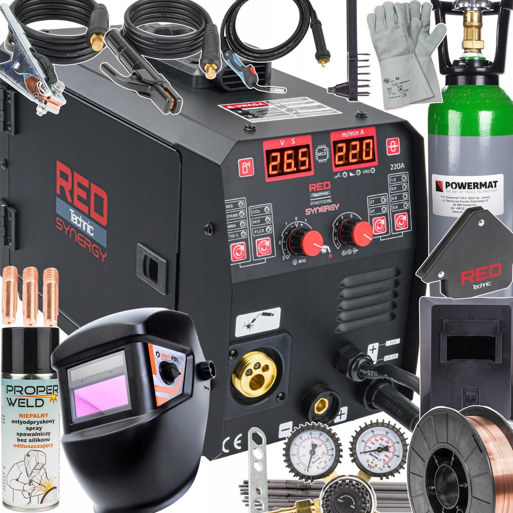 Spawarka Migomat MIG MAG MMA Lift-TIG FLUX 220A Synergy Synergia Butla IGBT - 15025211551 ...