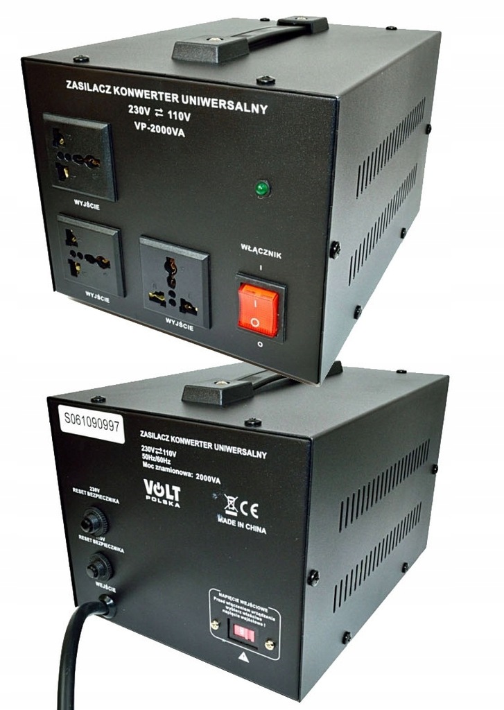 ZASILACZ KONWERTER TRANSFORMATOR 230V 110V USA 2kW - 9623962576 - oficjalne archiwum Allegro