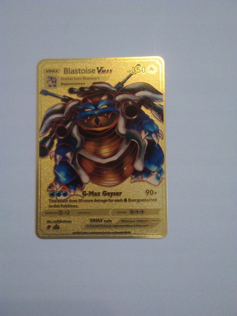 Pokemon metalowy na karta Blastoise Vmax złoty - 12067624063 ...