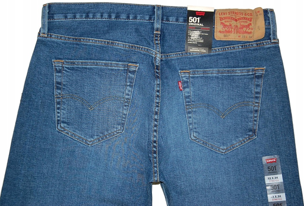 LEVIS 501 33/34 W33 L34 0005 stretch pas 86 cm - 13618219314 - oficjalne archiwum Allegro