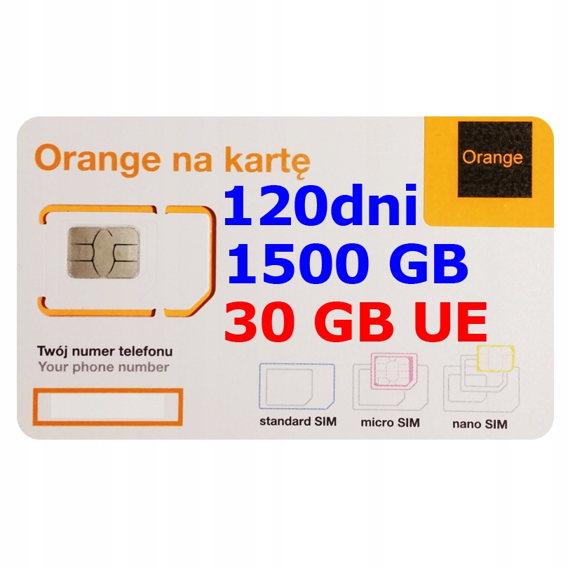 Starter Internet Mobilny na kartę Orange Free 1500 GB 120 dni 30GB UE 4G 5G - 15140534037 ...