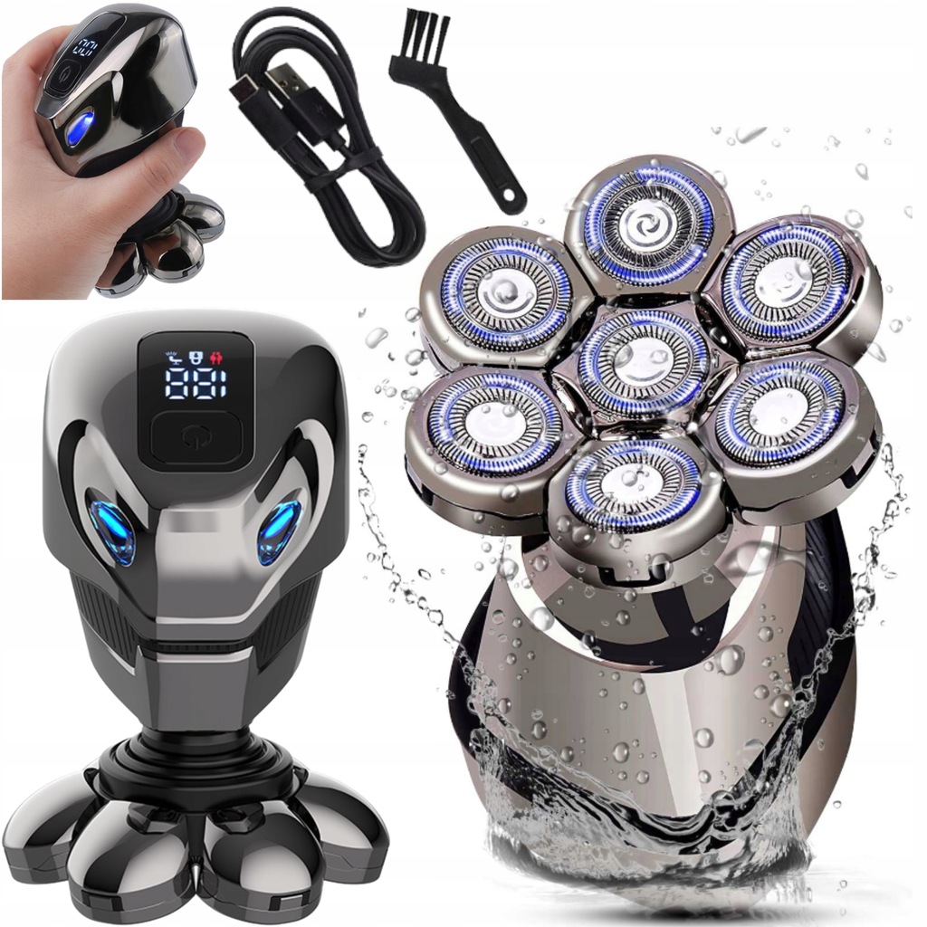 5w1 GOLARKA DO GŁOWY MASZYNKA DO GOLENIA BRODY LED - 12857651361 ...