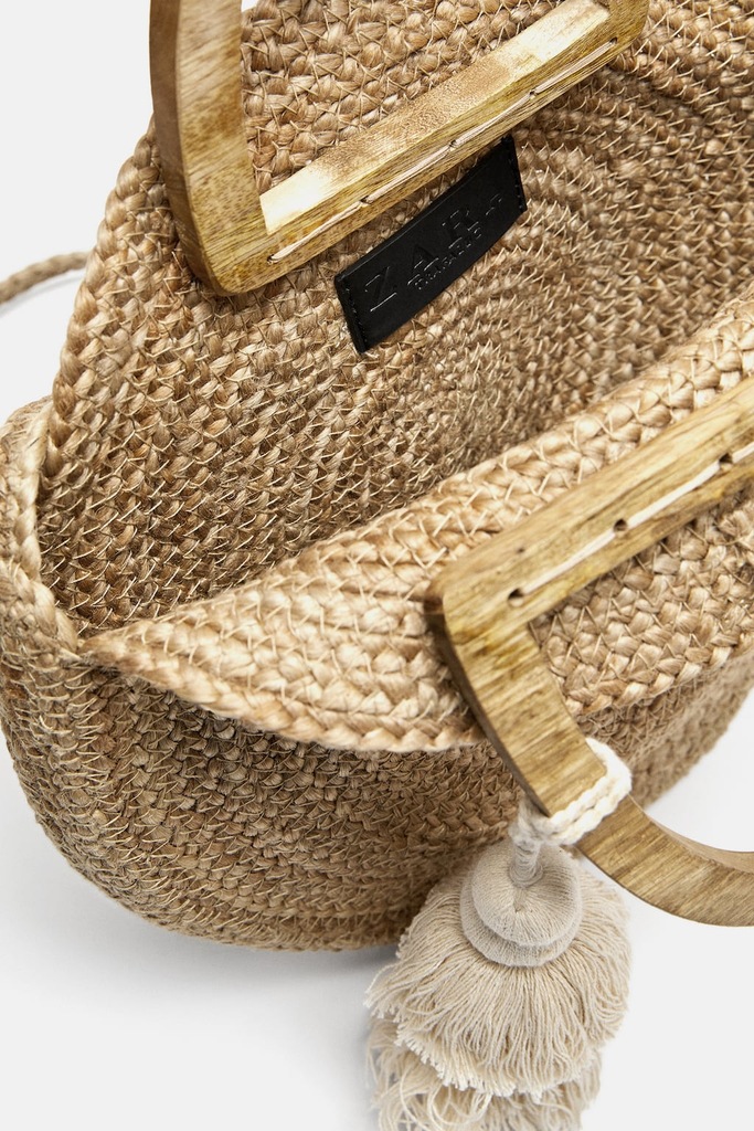 ZARA okrągła torba koszyk z rafii pleciona koszyk - 7798867123 ...