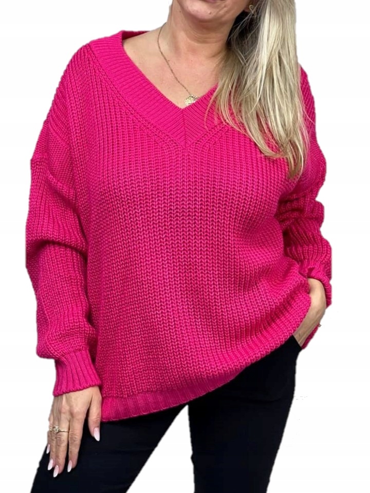 CIEPŁY SWETER FUKSJA 5XL 50 52 54 - 13017295954 - oficjalne archiwum ...
