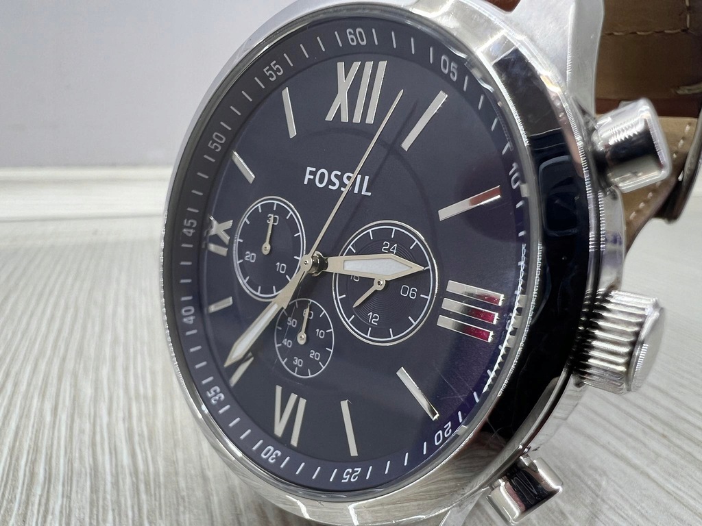 Zegarek męski Fossil Flynn Chronograph BQ2125IE na skórzanym pasku ...