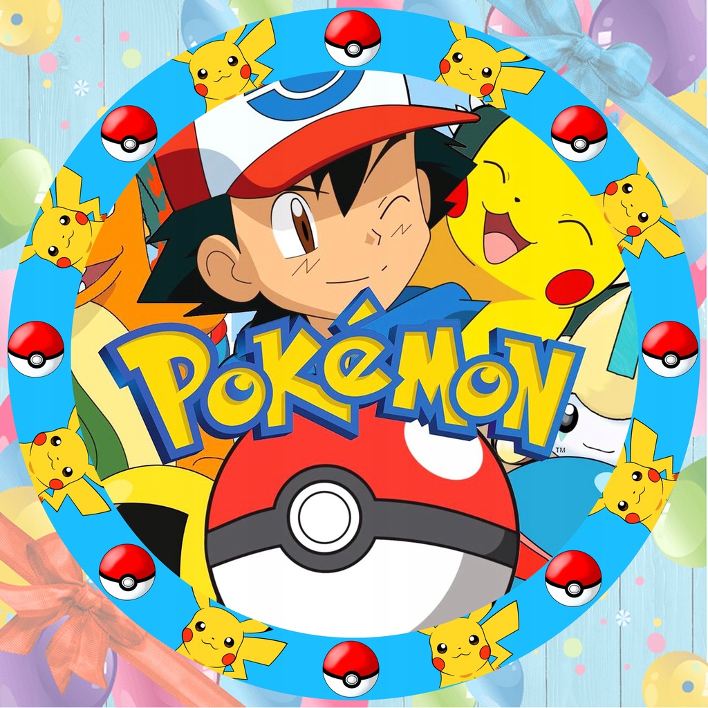 OPŁATEK NA TORT POKEMON MOCNE KOLORY + NAPIS - 10475549883 - oficjalne ...