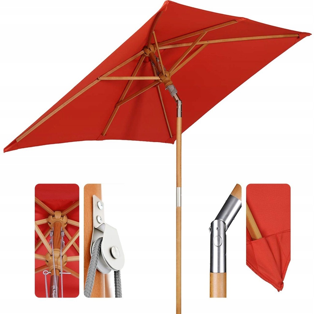 Sekey Drewniany Parasol Prostokątny 200×150cm - 13700282974 - oficjalne ...