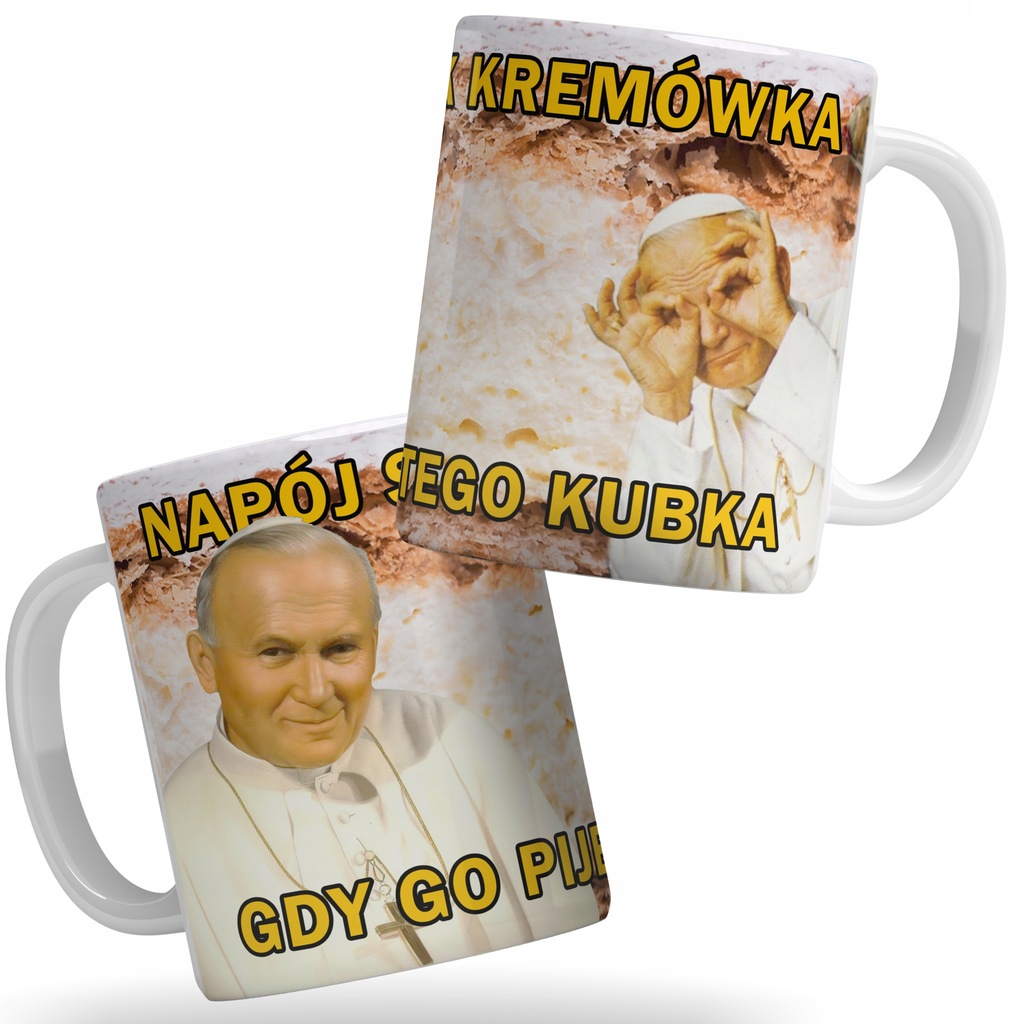 Kubek Jan Paweł II Papież JP2 śmieszny kremówka - 12990459919 - oficjalne archiwum Allegro