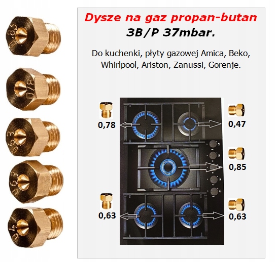 Dysze kuchenki płyty Electrolux gaz propan-butan - 9572342083 - oficjalne archiwum Allegro