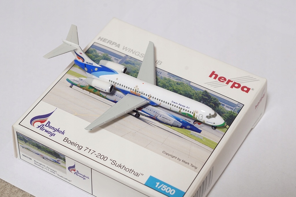 HERPA Boeing 717-200 Bangkok Airways skala 1:500 - 13914829678 - oficjalne archiwum Allegro