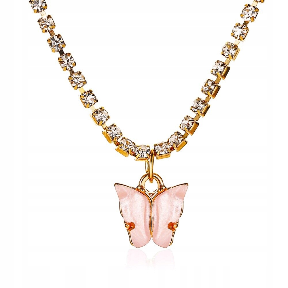 Naszyjnik Motyl Złoty Kolor Rhinestone Choker Nas - 11816052532 ...