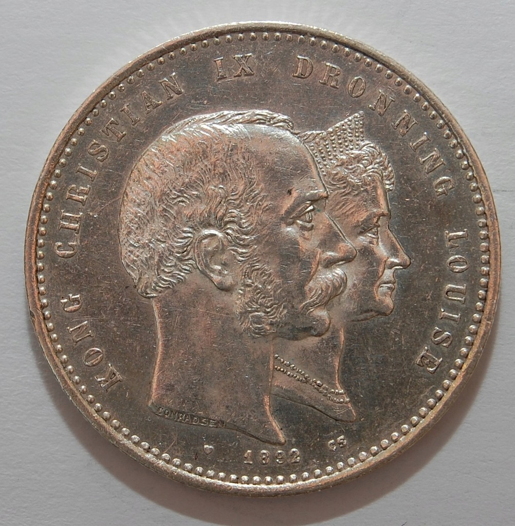 Dania 2 korony 1892 Złote Gody Chrystian IX - 14181122857 - oficjalne archiwum Allegro