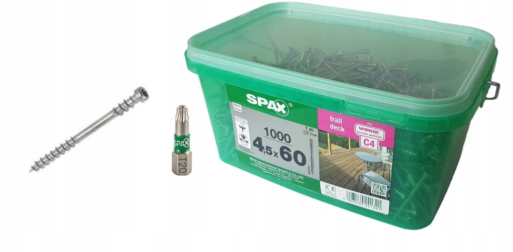 SPAX wkręty do deski tarasowej C4 4,5x60 mm BOX 2 - 13230595869 ...