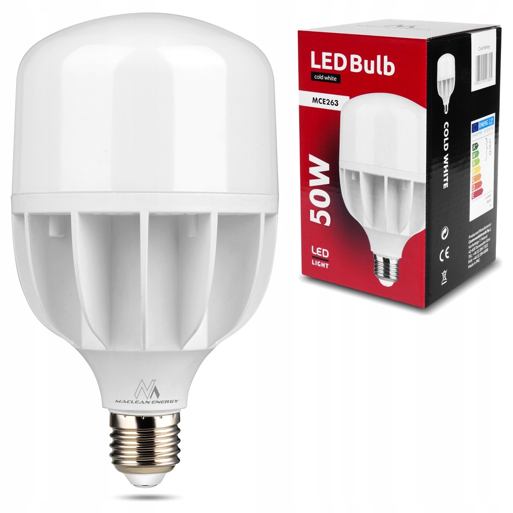 ŻARÓWKA LED E27 50W 5000lm 6500K ZIMNA BIAŁA - 8557336584 - oficjalne archiwum Allegro