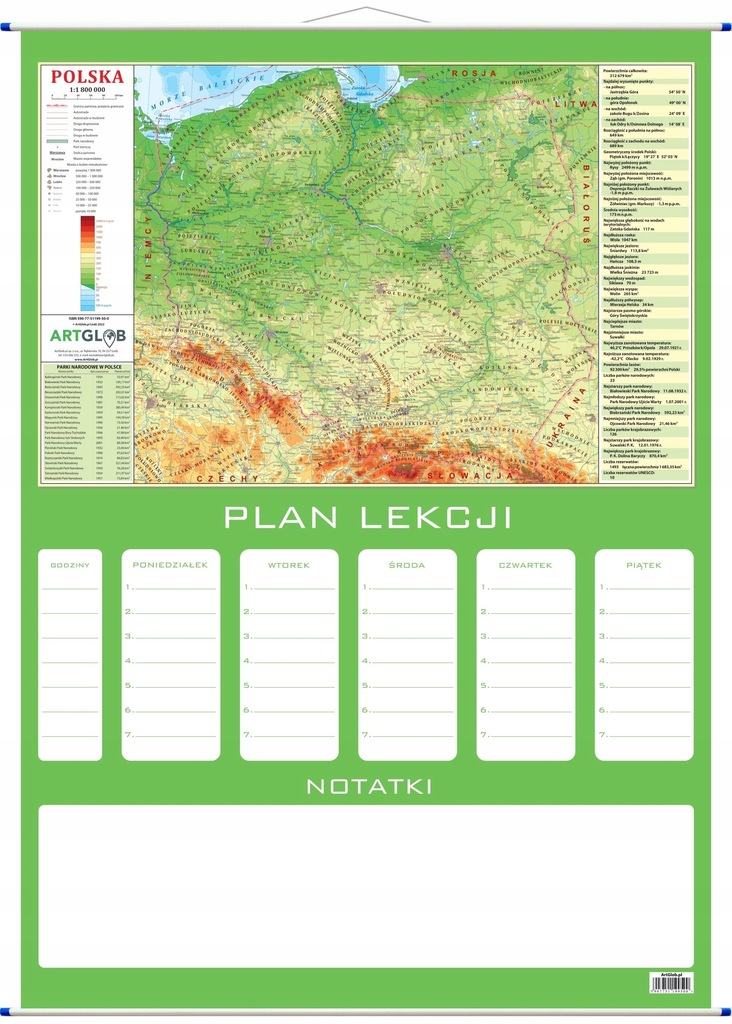 Plan lekcji - Polska mapa fizyczna - 12543404384 - oficjalne archiwum Allegro