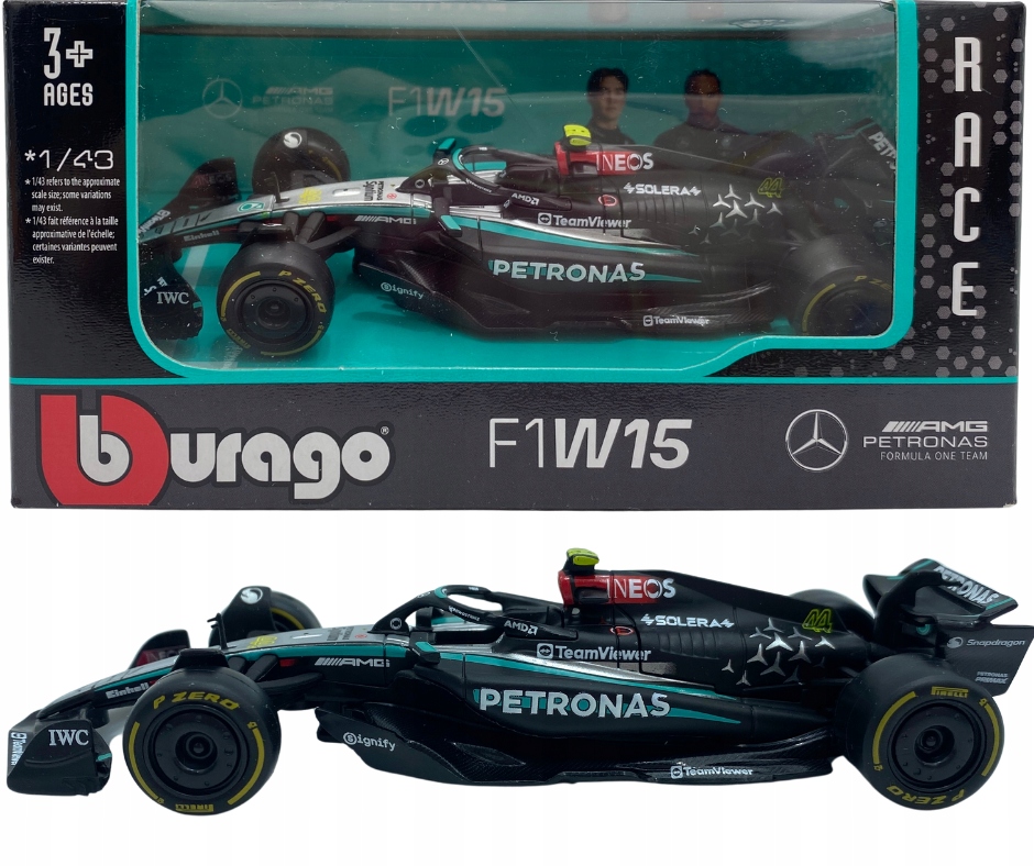 Bolid F1 Mercedes AMG W15 E Perf Petronas Hamilton #44 BBurago 1:43 - 17296191107 - oficjalne ...