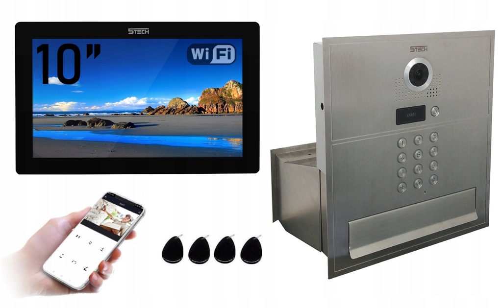 Wideodomofon Videodomofon ze skrzynką na listy FHD - 10665596593 - oficjalne archiwum Allegro