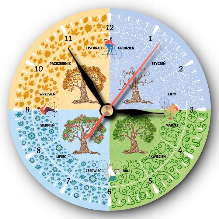 Kolorowy cichy zegar dla dzieci pory roku miesiące - 11924080673 ...